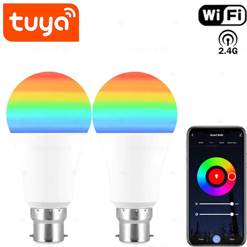 UK-Standard-B22-Base-Tuya-WiFi-Smart-Light-Bulbs-AC-220V-20W-18W-LED ...