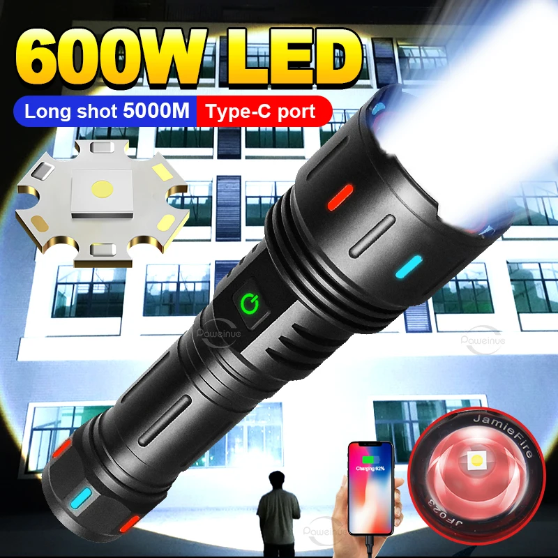 Linternas Led superbrillantes de 60W, linterna recargable ultrapotente ...