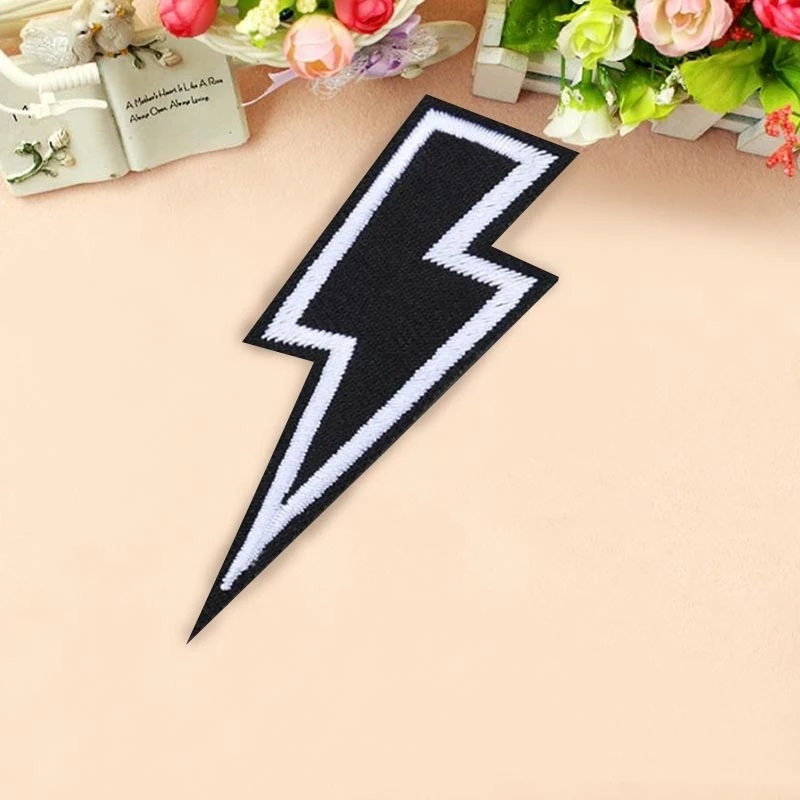 2-Pcs-Embroidered-Patch-Lightning-Logo-Iron-on-Patches-for-Clothing ...