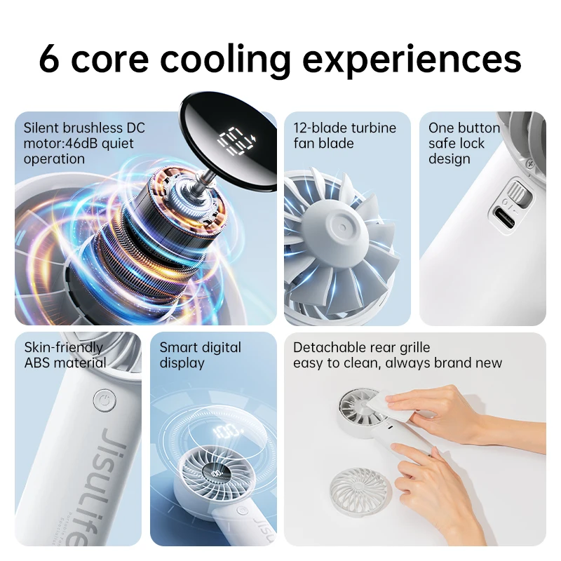 Jısulıfe El Fanı, Güçlü Rüzgar 5 Seviyeleri, Emniyet Kilidi, 5000mah ...