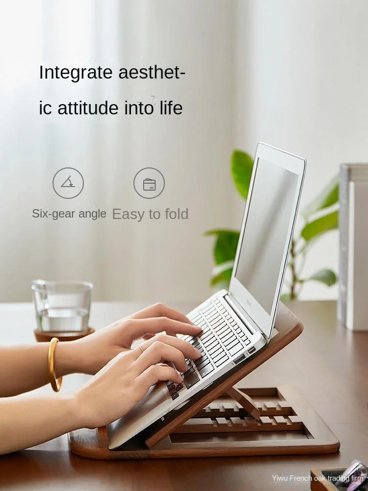 Walnut-Laptop-Stand-for-Upright-Sitting-Posture-Portable-Wooden ...