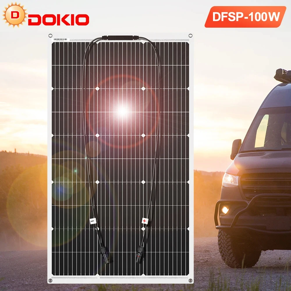 Dokio-Brand-12V-Flexible-Solar-Panel-100W-Monocrystalline-Solar-Cell ...