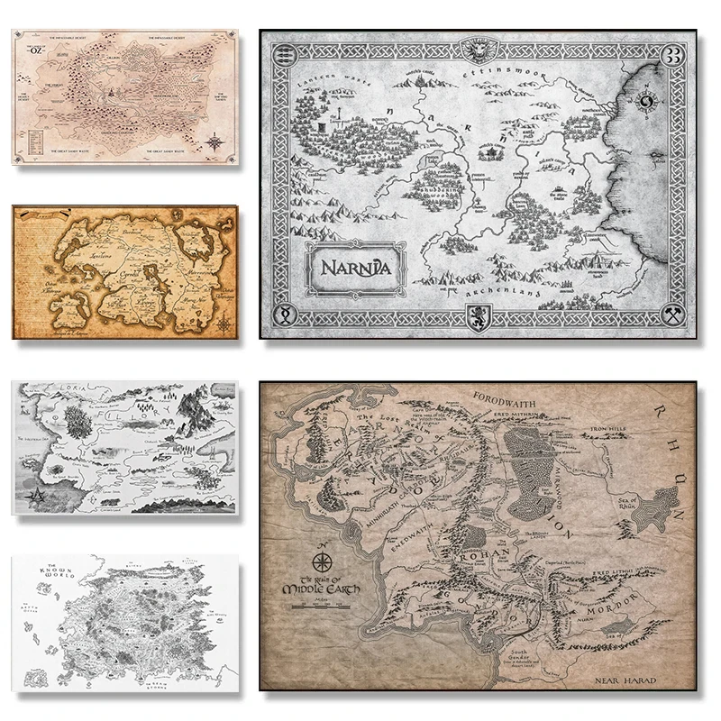 Mapa-Vintage-de-magos-p-ster-de-rueda-del-tiempo-mapa-de-West-Lands ...