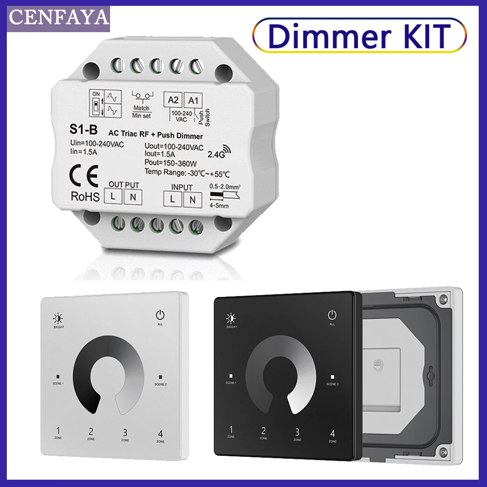 Wireless-AC-Triac-LED-Dimmer-Controller-Light-KIT-110V-220V-230V-RF-2 ...