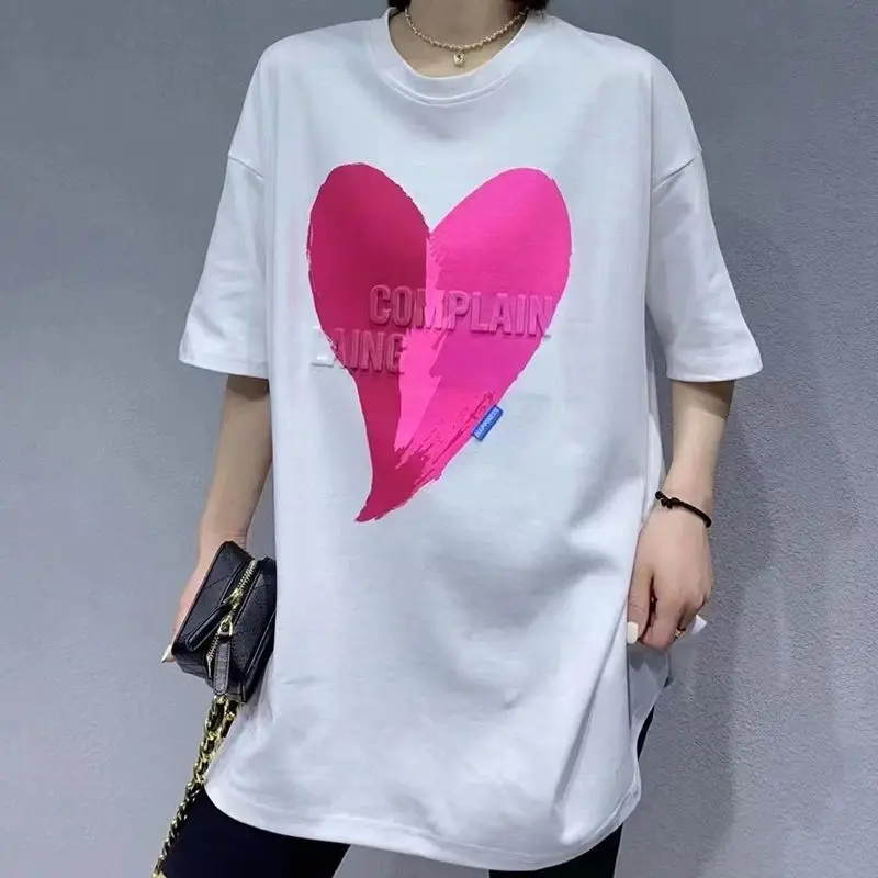 T-shirt-imprim-manches-courtes-pour-femmes-pulls-assortis-col-rond-mode ...