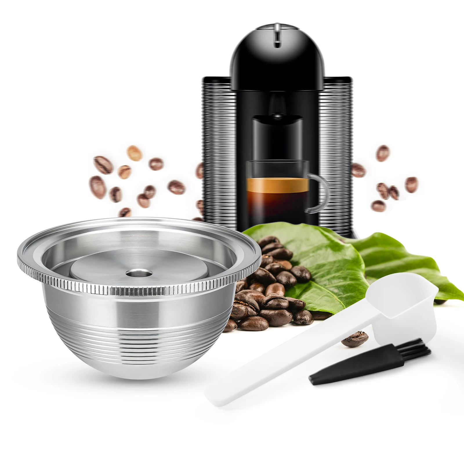 ICafilas 스테인레스 스틸 금속 커피 캡슐 Vertuo 커피 포드와 호환 가능 ENV135S 용 Nespresso ...
