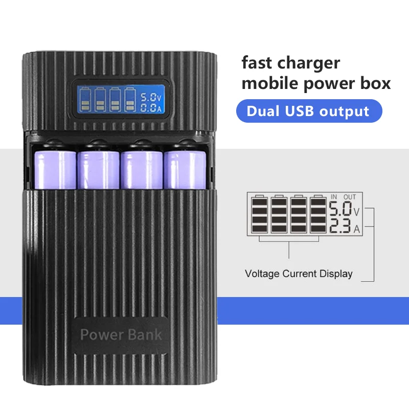 18650 배터리 홀더 보조베터리 케이스, 듀얼 USB 디지털 디스플레이 충전, 휴대폰 배터리 보관함용 DIY 쉘 ...