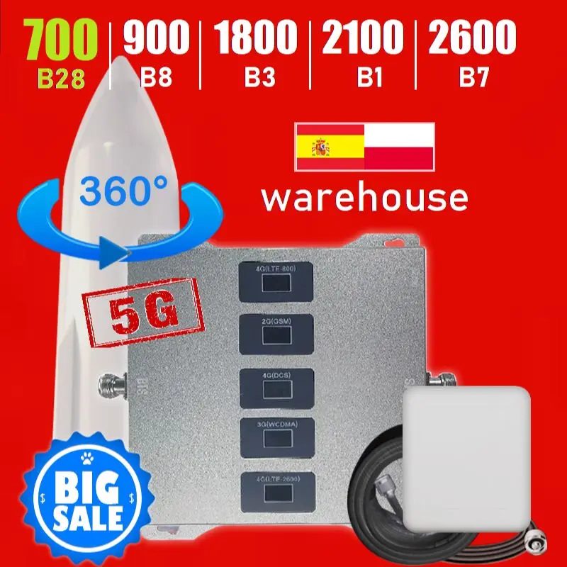 2021 Band28 700 B7 2600 Universal Europe Five Band Signal Booster Cellular Amplifier Repeater ...
