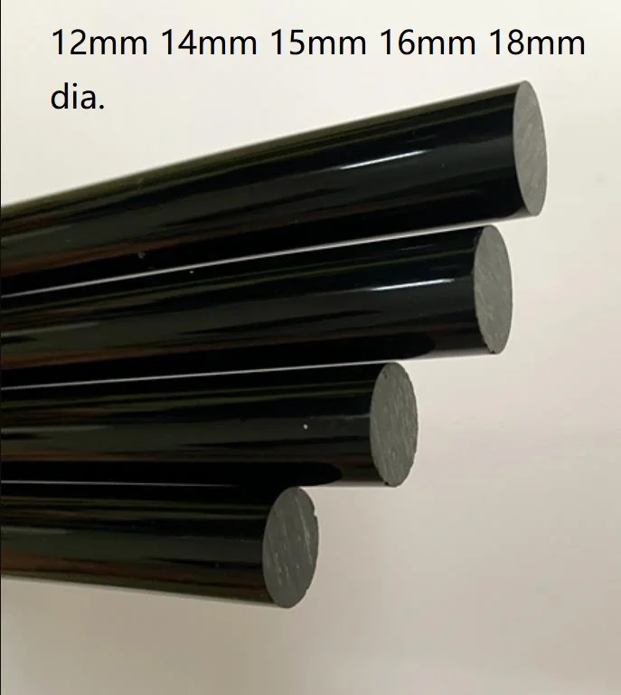 12mm 14mm 15mm 16mm 18mm dia. black PMMA round rod black Acrylic bar organic glass column ...