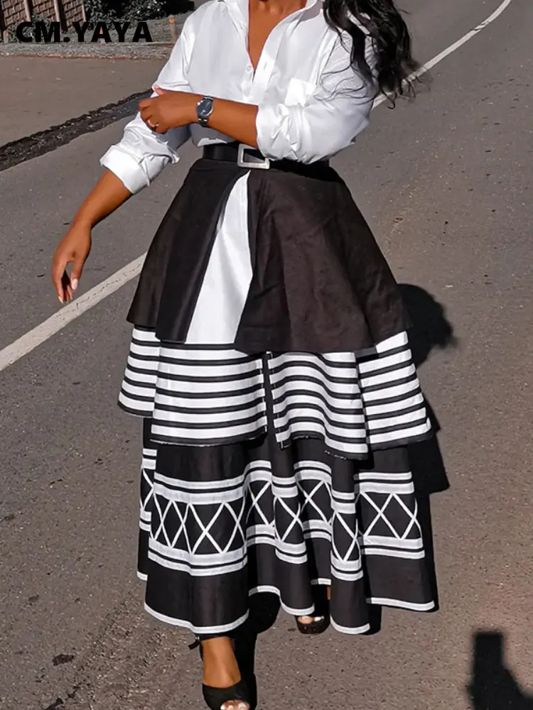 CM-YAYA-Women-Fashion-Striped-Geometrical-Cascading-Ruffles-Big-Swing-A-line-Maxi-Long-Vintage ...