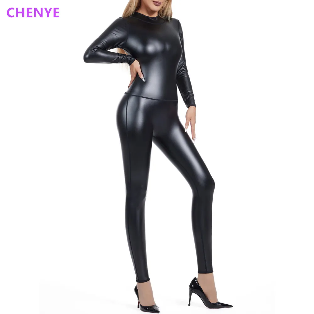 Woman-PU-Back-Zipper-Catsuit-Costume-Nightclub-Dance-Leather-Jumpsuit ...