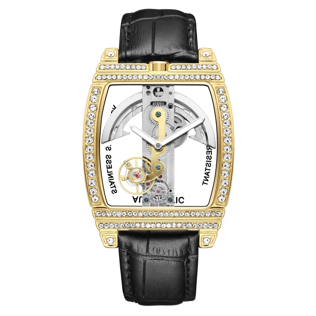 Transparent Automatic Mechanical Watch Men Steampunk Skeleton Luxury ...