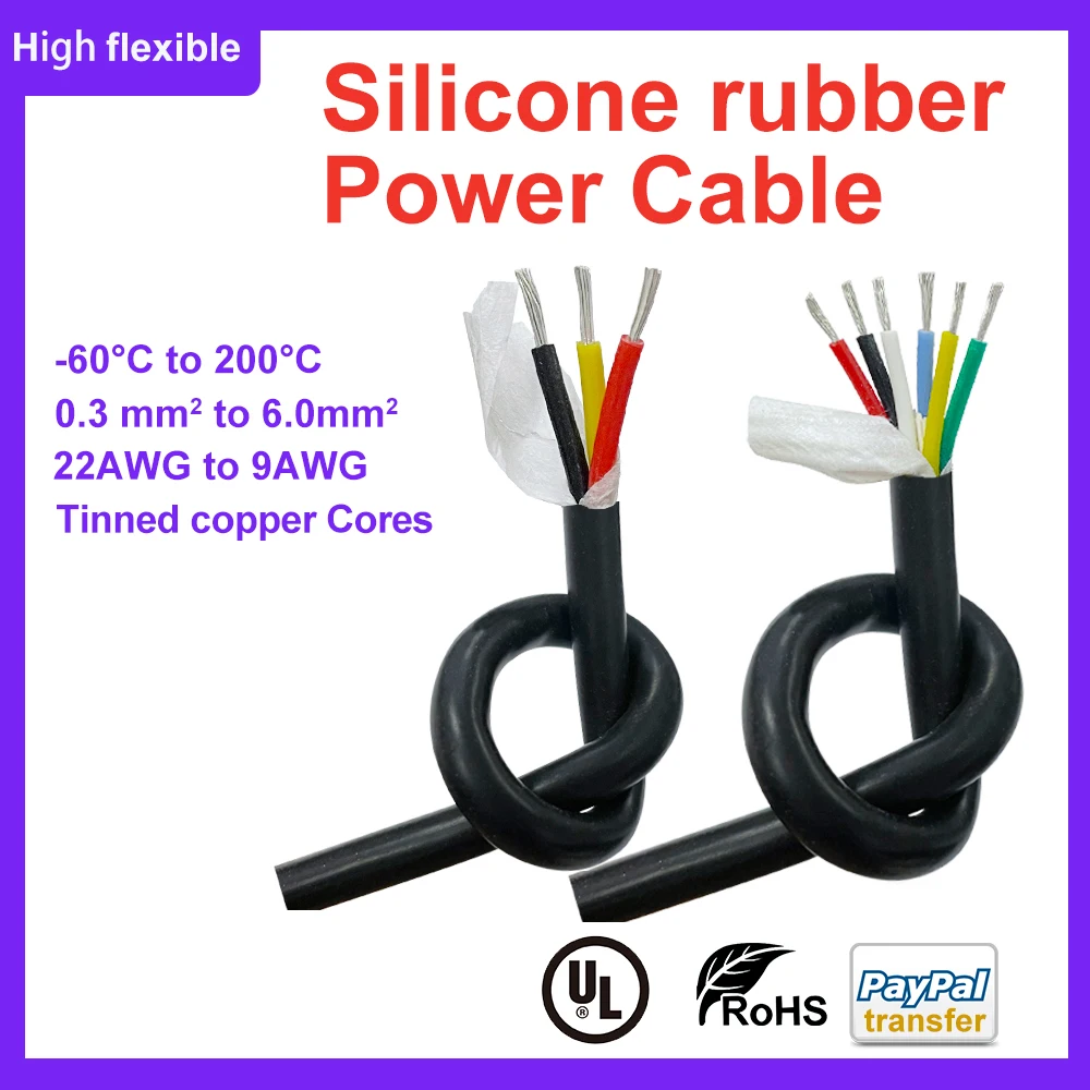 High-Flexible-Silicone-Rubber-Power-Cable-2-3-4-5-6-7-8-Cores-Chemical ...