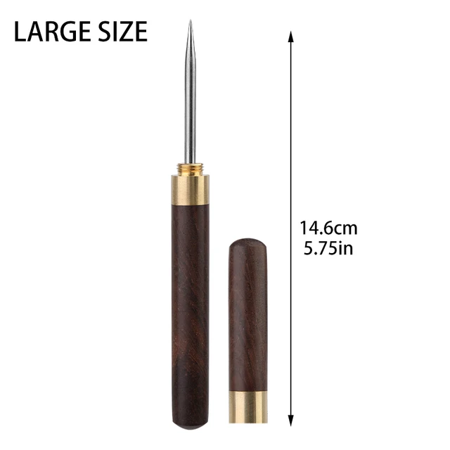 KRABALL Wooden Handle Awl Leather Punching Awl Sewing Stitching Tool For DIY Handmade Stitcher ...