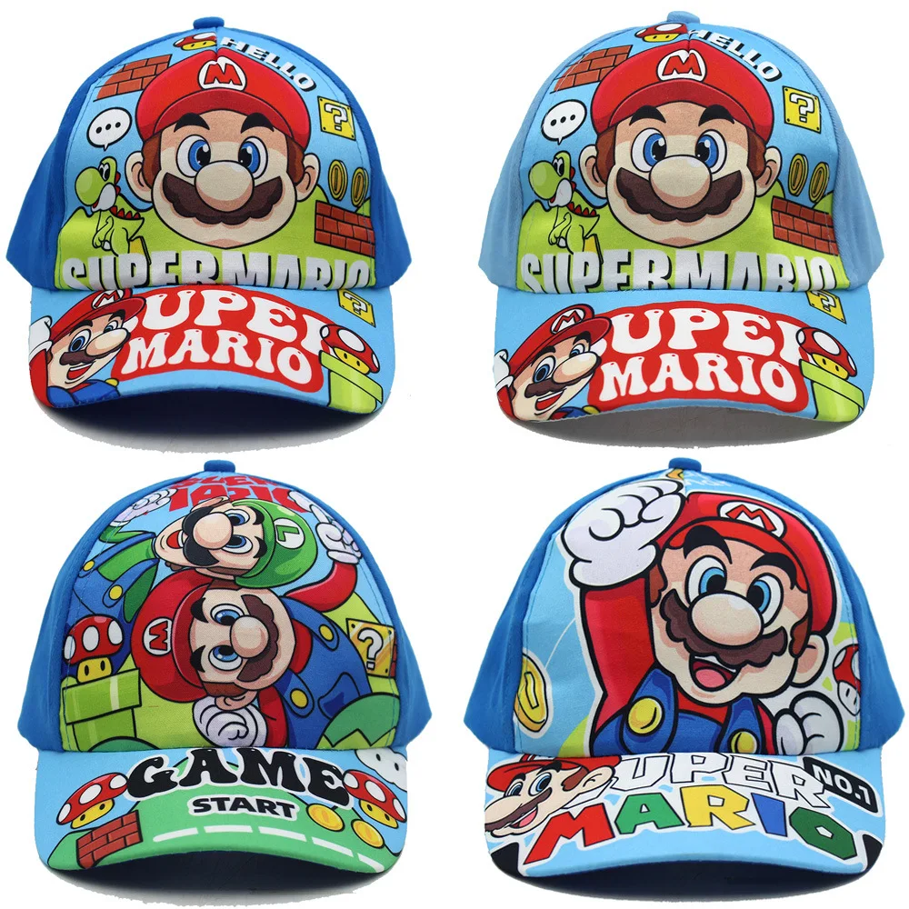 Super-Mario-Hat-Anime-Figures-Sun-Peaked-Blue-Baseball-Cap-Breathable ...