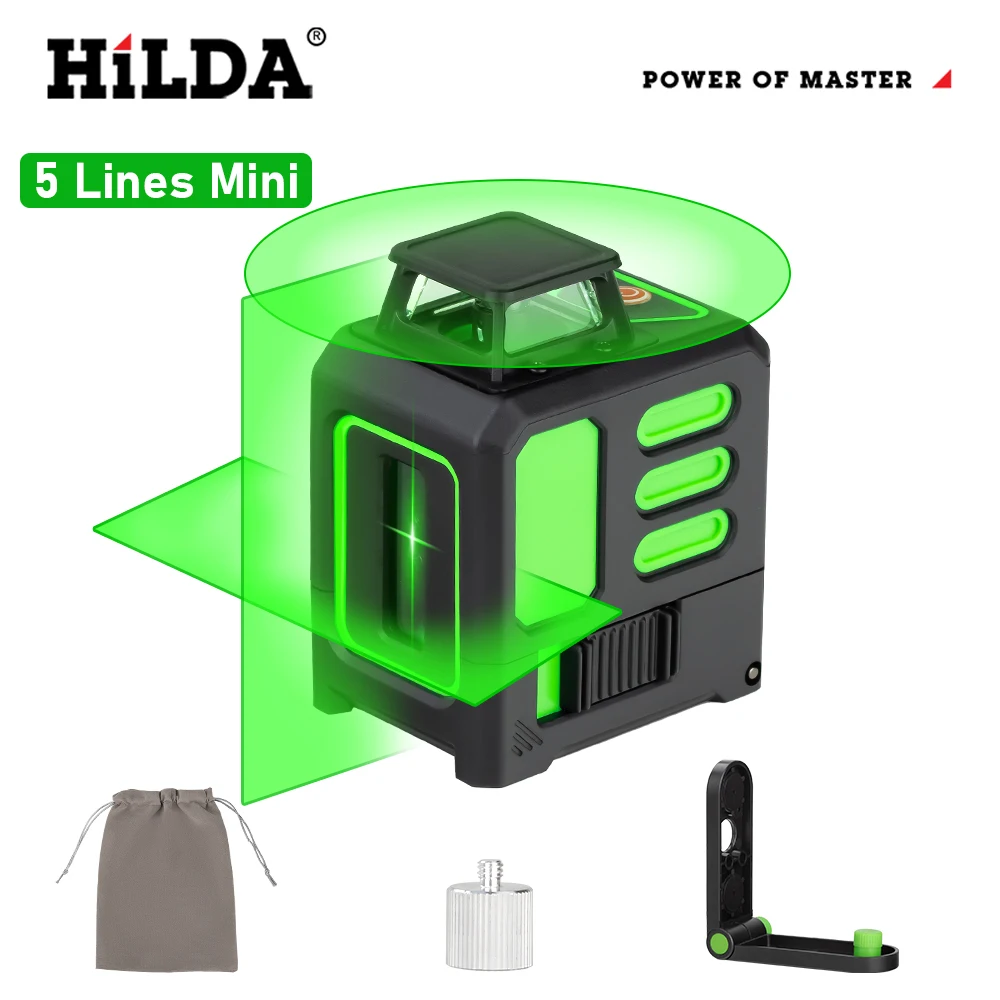 HILDA-5-Lines-Laser-Level-Self-Leveling-Meter-Cross-Green-Level-Laser ...