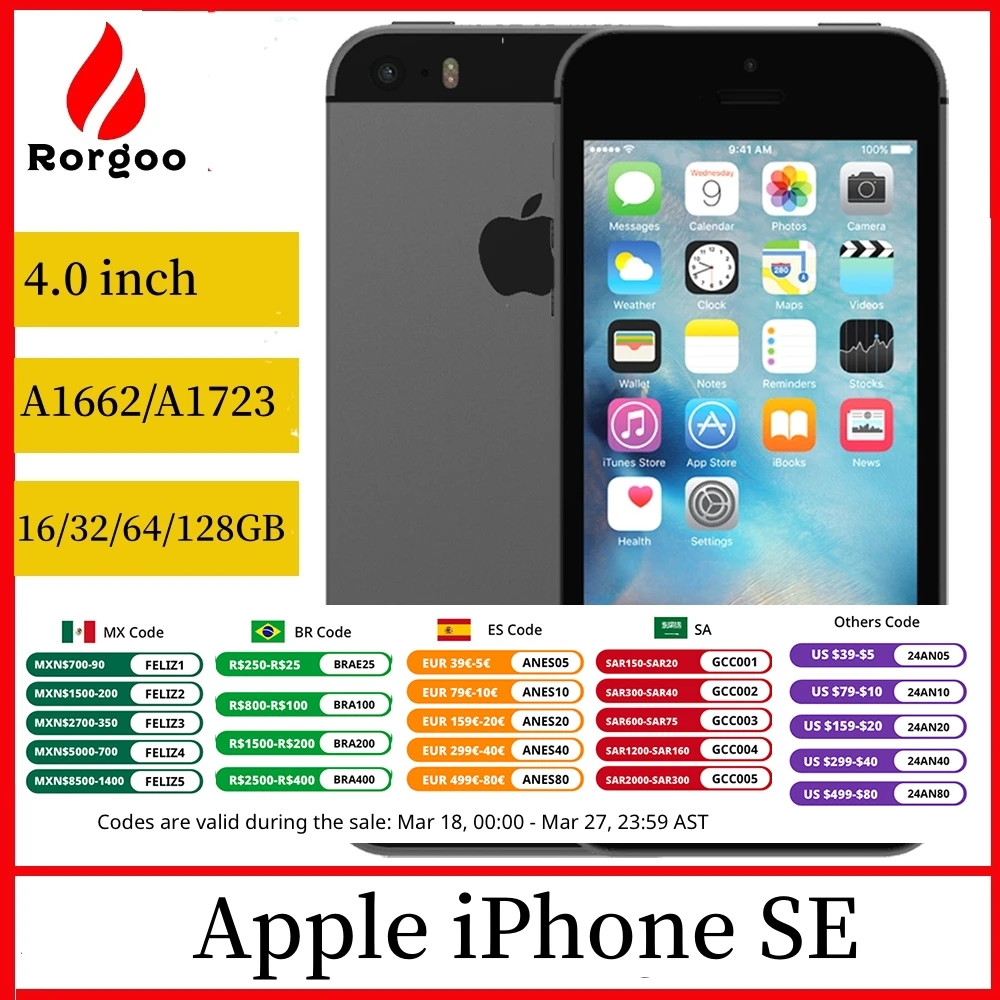 Apple iPhone SE 2GB RAM 16GB/32GB/64GB/128GB ROM 4.0" Unlocked ...