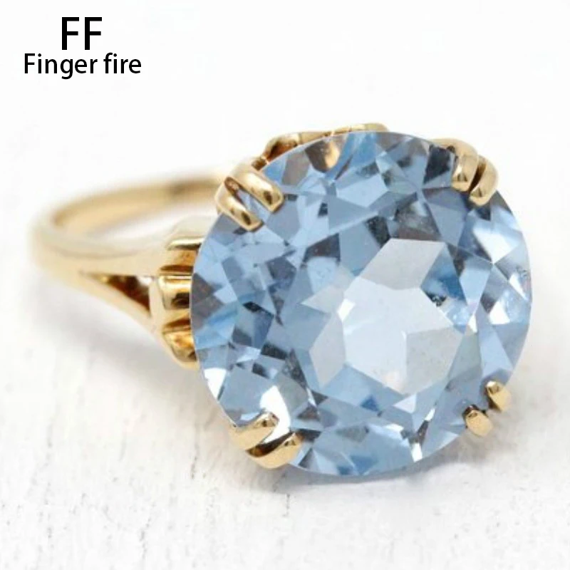 Simple-Fashion-Light-Blue-Diamond-Female-Romantic-Engagement-Ring-Bride ...