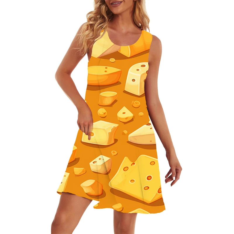Summer-new-lady-s-sleeveless-dress-cheese-3D-printed-lady-sleeveless ...