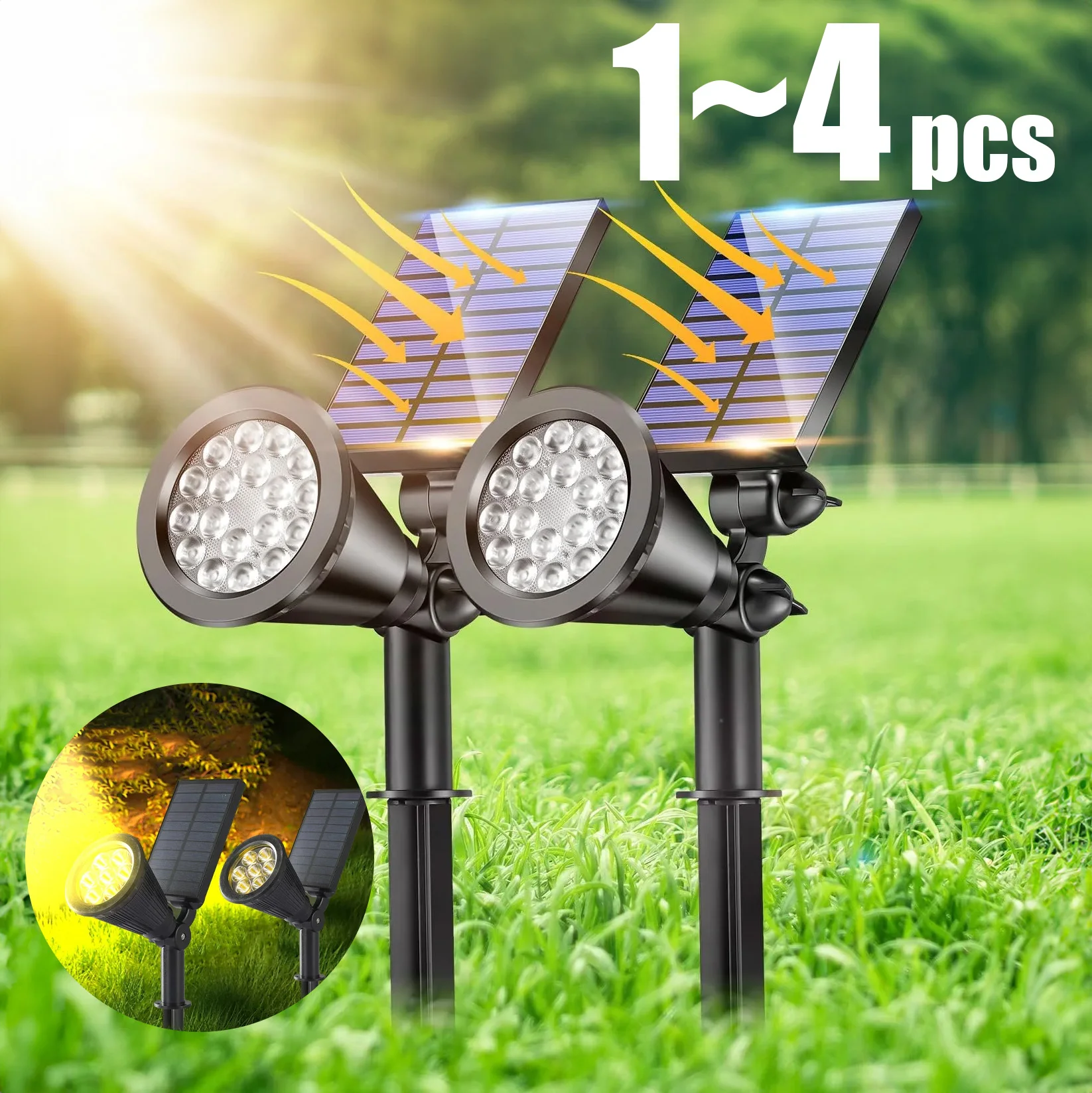 1-4-PC-9-LED-Solar-Spotlights-Outdoor-IP65-Waterproof-Brightness ...