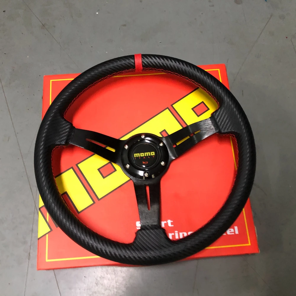 MOMO Volante Universal de carreras para coche, volante JDM de cuero de ...