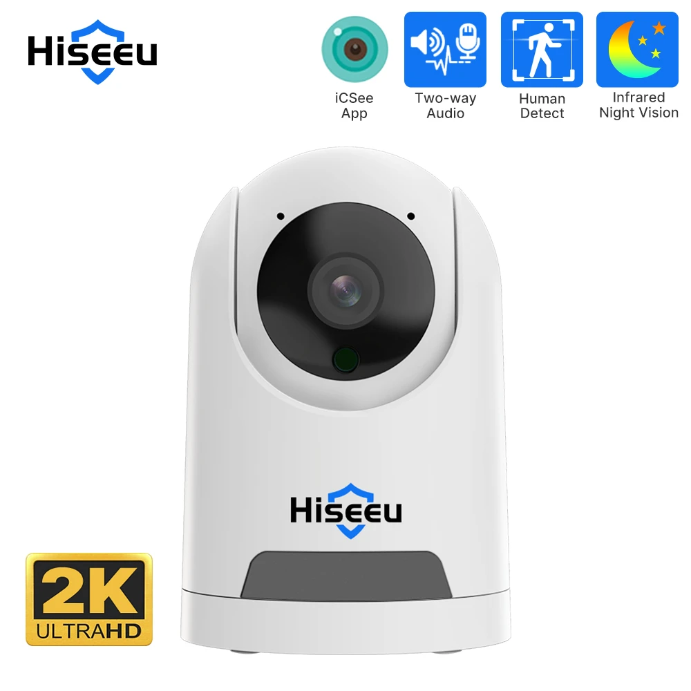 Hiseeu 2K 4MP Wifi PTZ IP Camera Smart Home 2 Way Audio AI Tracking ...