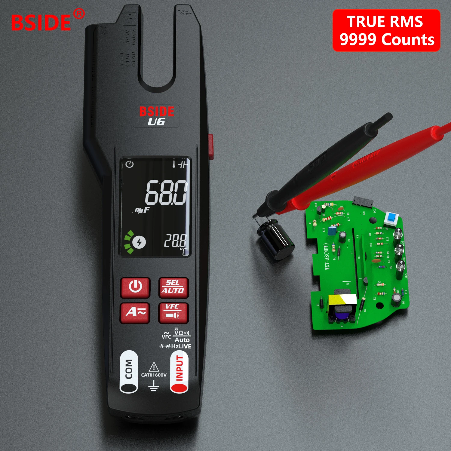 BSIDE-Profesional-Digital-Clamp-Meter-Multimeter-Fork-Meter-600A-DC-AC ...