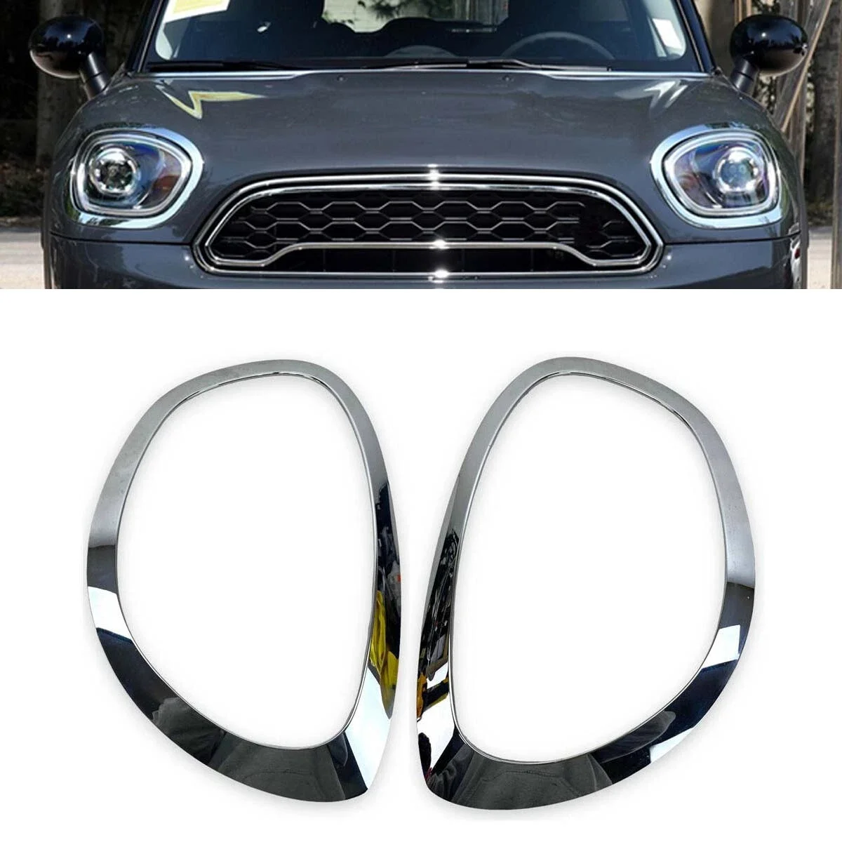 For F60 BMW Mini Cooper Countryman 2017-2021 Chrome Headlight Trims ...
