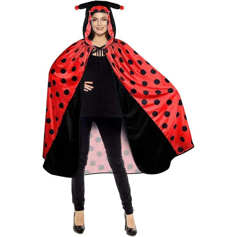 Ladies-Red-Polka-Dot-Hooded-Cloak-Halloween-Ladybug-Drawstring-Hooded ...