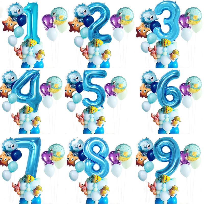 1 9 Years Under Sea Animal Balloon Mermaid Party Decor Starfish ...