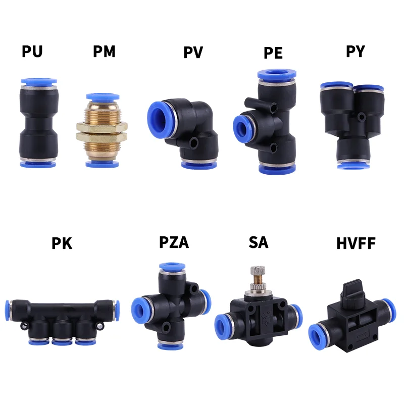 Pneumatic-Fittings-Tube-Connector-PU-PY-PE-SA-HVFF-Air-Pipe-Push-In ...