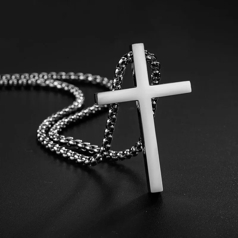 Simple Geometric Cross Pendant Necklace For Women Metal Jewelry Silver ...