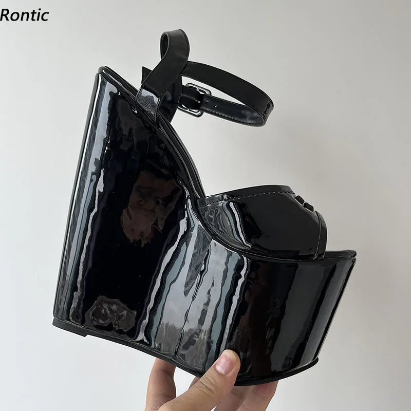 Rontic Real Pictures Women Summer Platform Shiny Sandals Wedges High ...