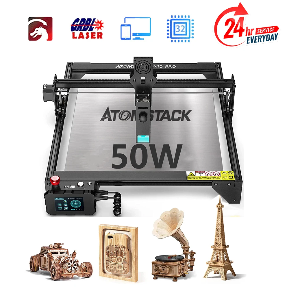 Atomstack A10 Pro Printer Laser Daya Tinggi 50W Pengukir Logam Mini Cnc ...