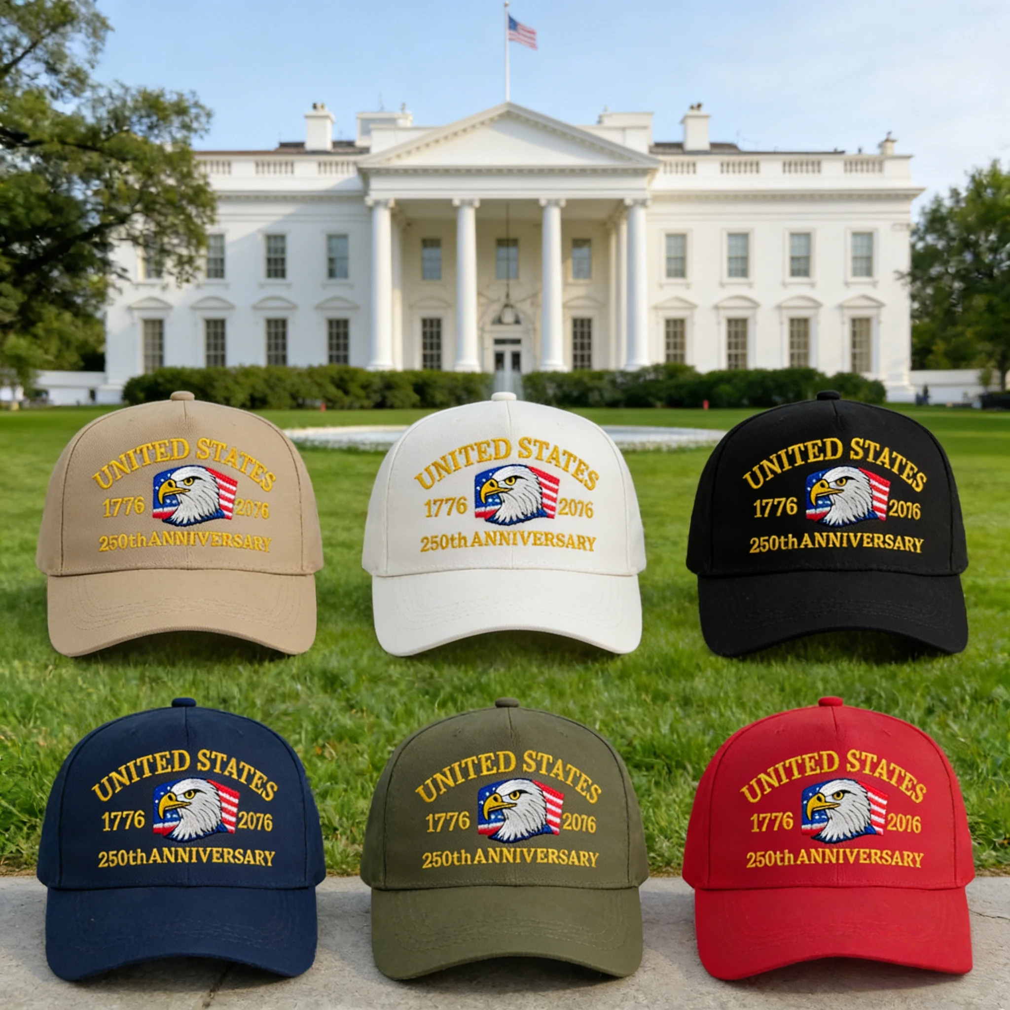 250th Anniversary Hat USA Patriotic Baseball Caps Eagle Embroidered ...