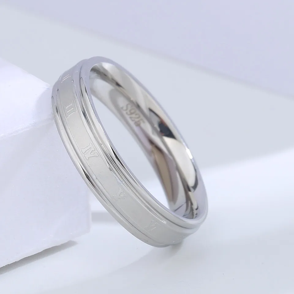 925 Sterling Silver Small Size Ring Elegant White Circle Ring Finger For Woman Man Girl Fashion ...