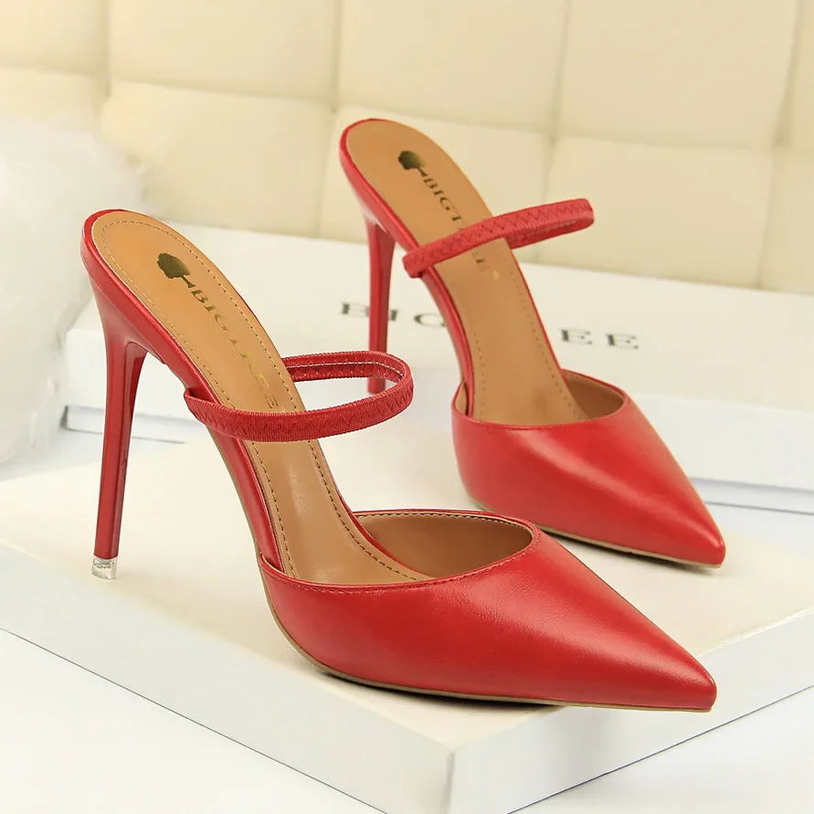 Women 10.5cm High Heels Fashion Slingbacks Mules Slippers Summer Lady ...