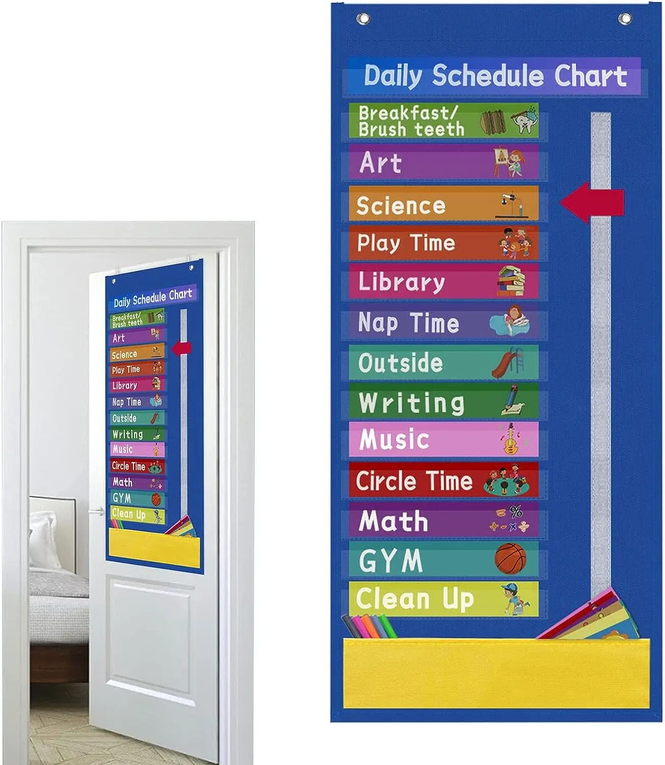 Pocket-Chart-for-Classroom-Daily-Calendar-Visual-Schedule-for-Kids ...