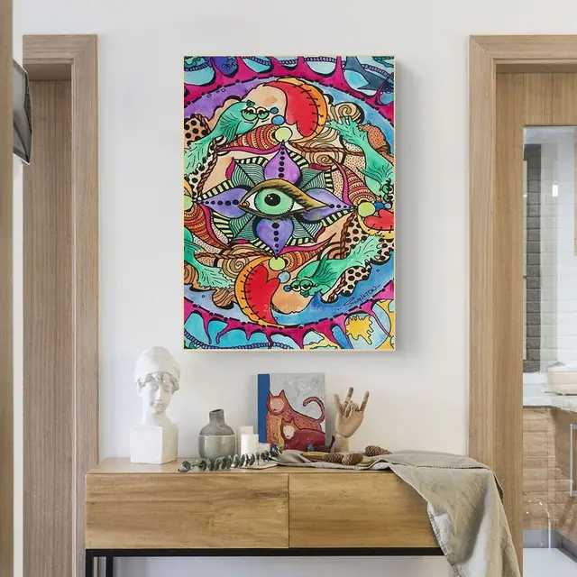 Psychedelic Trippy Tree Retro DIY Sticky Poster HD Quality Wall Art ...