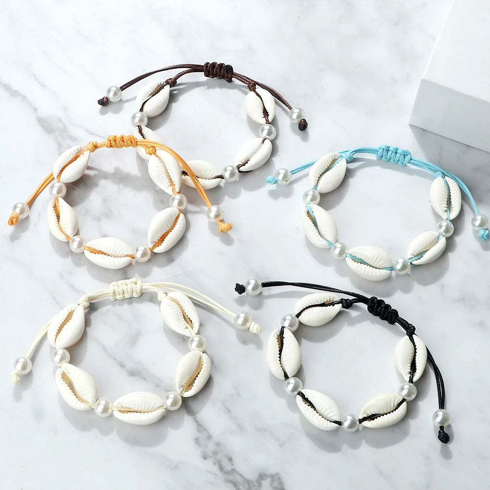 Boho Natural Shell Bracelet Summer Beach Pearl Seashell Jewelry Fashion ...