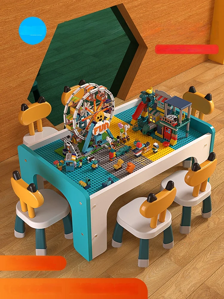 Solid-Wood-Children-s-Building-Block-Table-Large-Particle-Boys-and ...