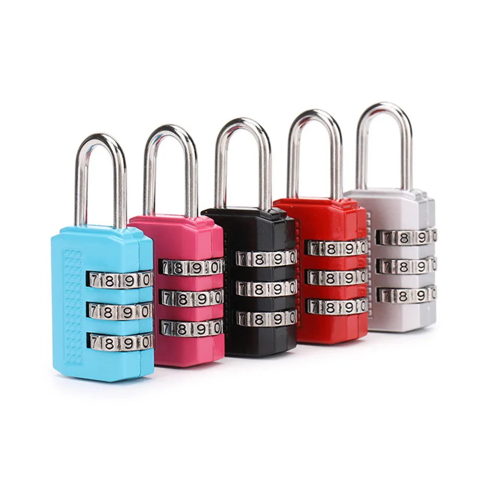 3-Digit-Resettable-Combination-Padlock-Luggage-Case-Padlock-Box-Black ...