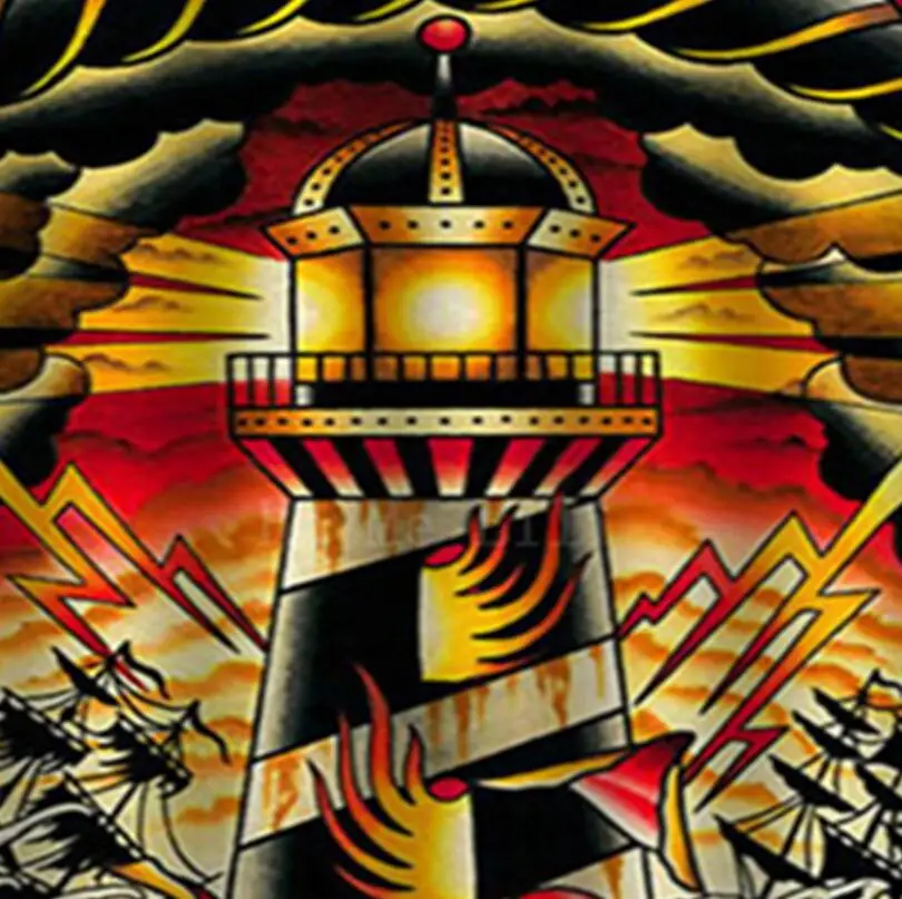 American Traditional Lighthouse Tattoo Flash