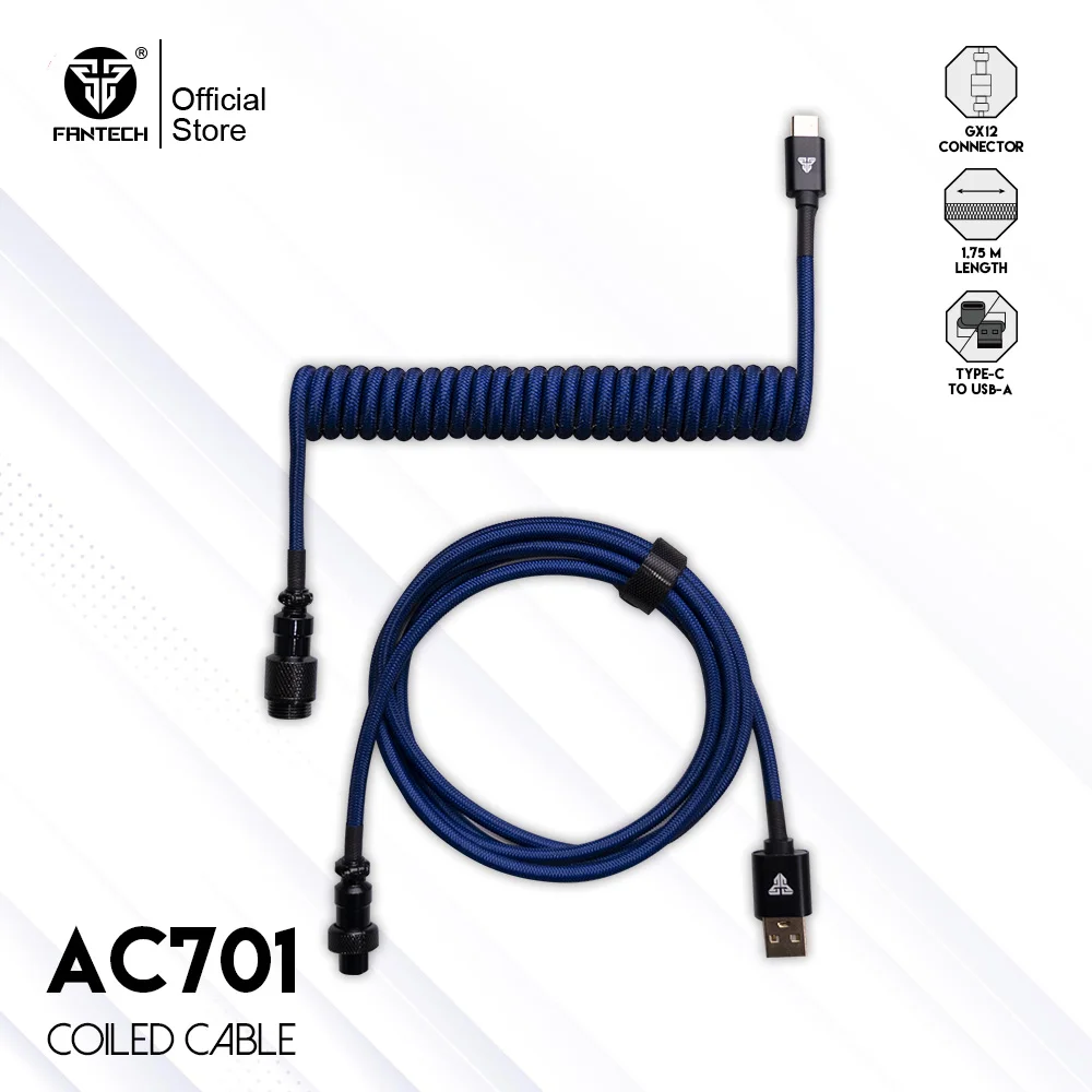 FANTECH-AC701-Coiled-cable-type-C-wire-USB-keyboard-cable-1-8M-Braided ...