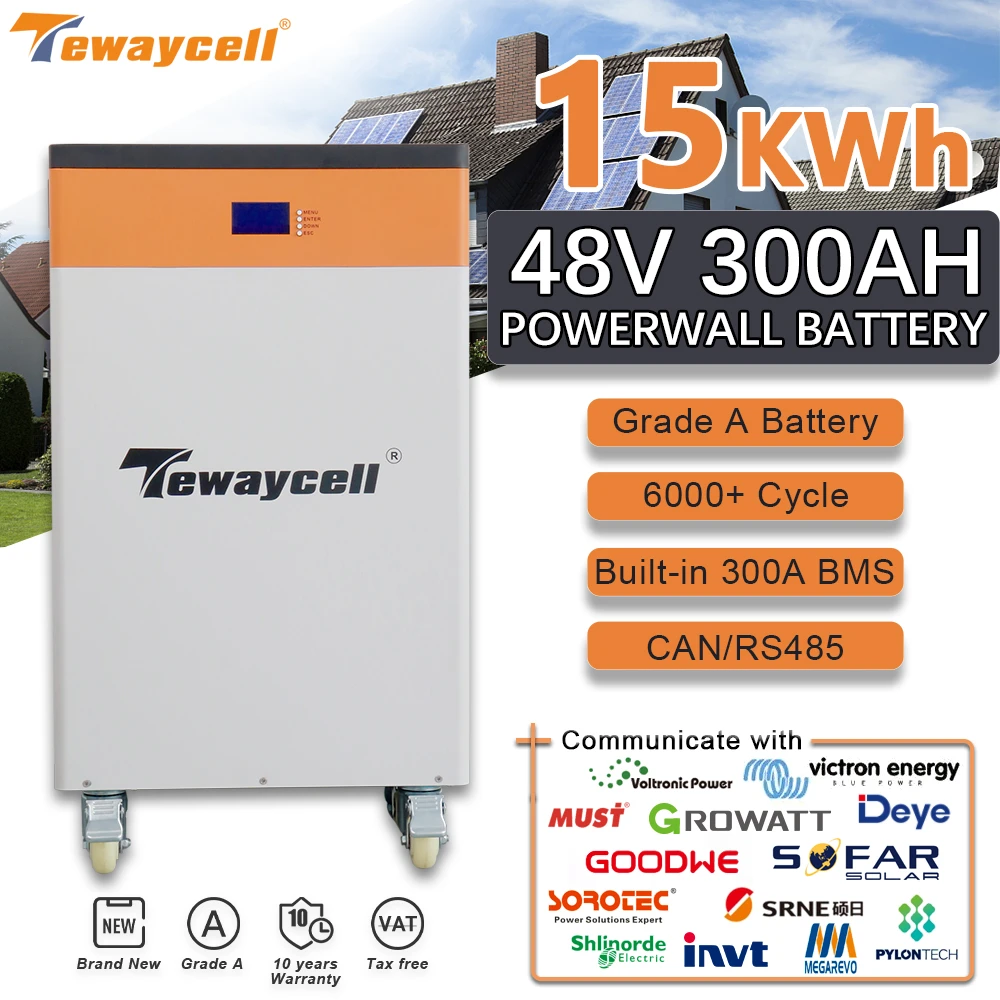 Tewaycell 48V 300Ah LiFePO4 Batterie Pack 15KWh Powerwall 6000 Zyklen ...