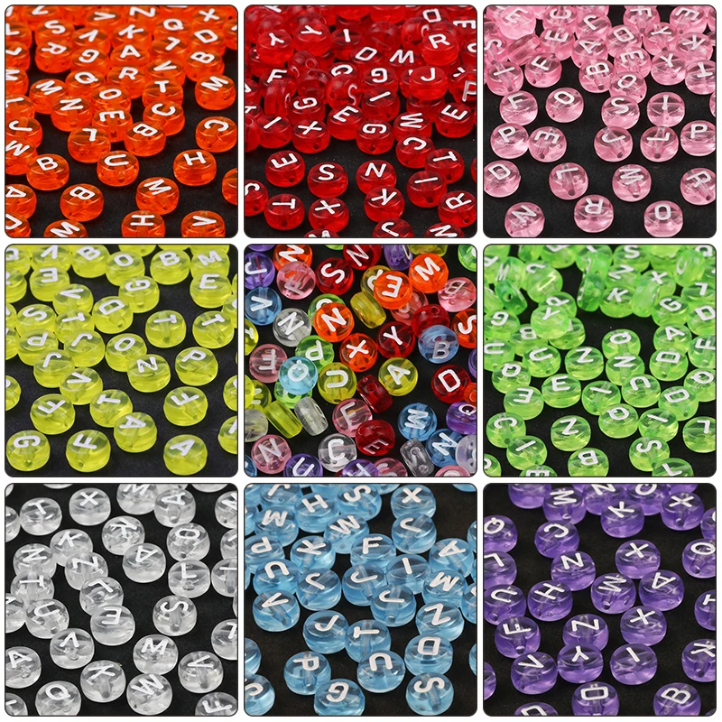 4x7mm-Flat-Round-Transparent-Colored-Acrylic-Beads-With-Letters-Beads ...