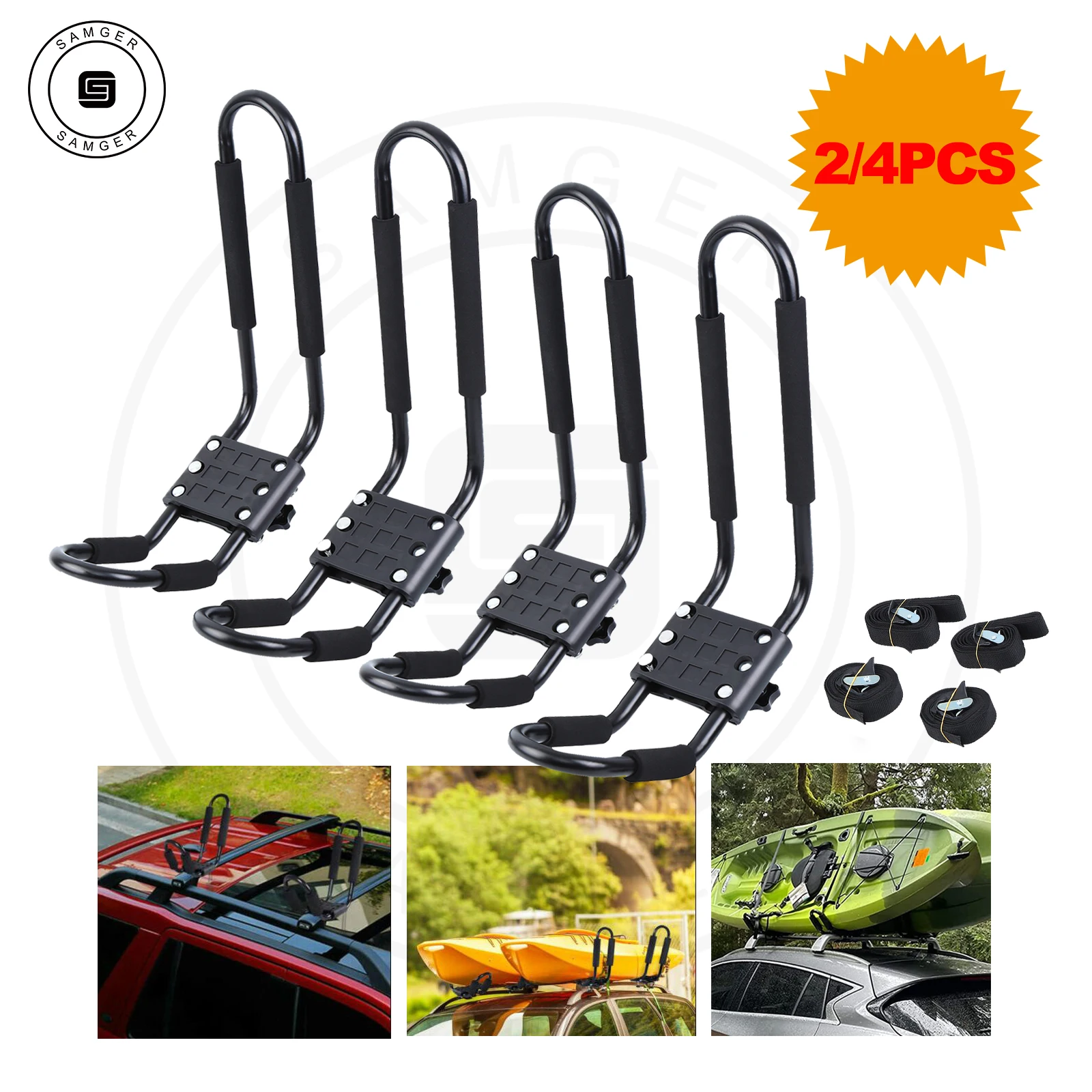 Samger-2-4Pcs-Kayak-Rack-Luggage-Canoe-Carrier-Auto-Truck-Top-Mount-J ...