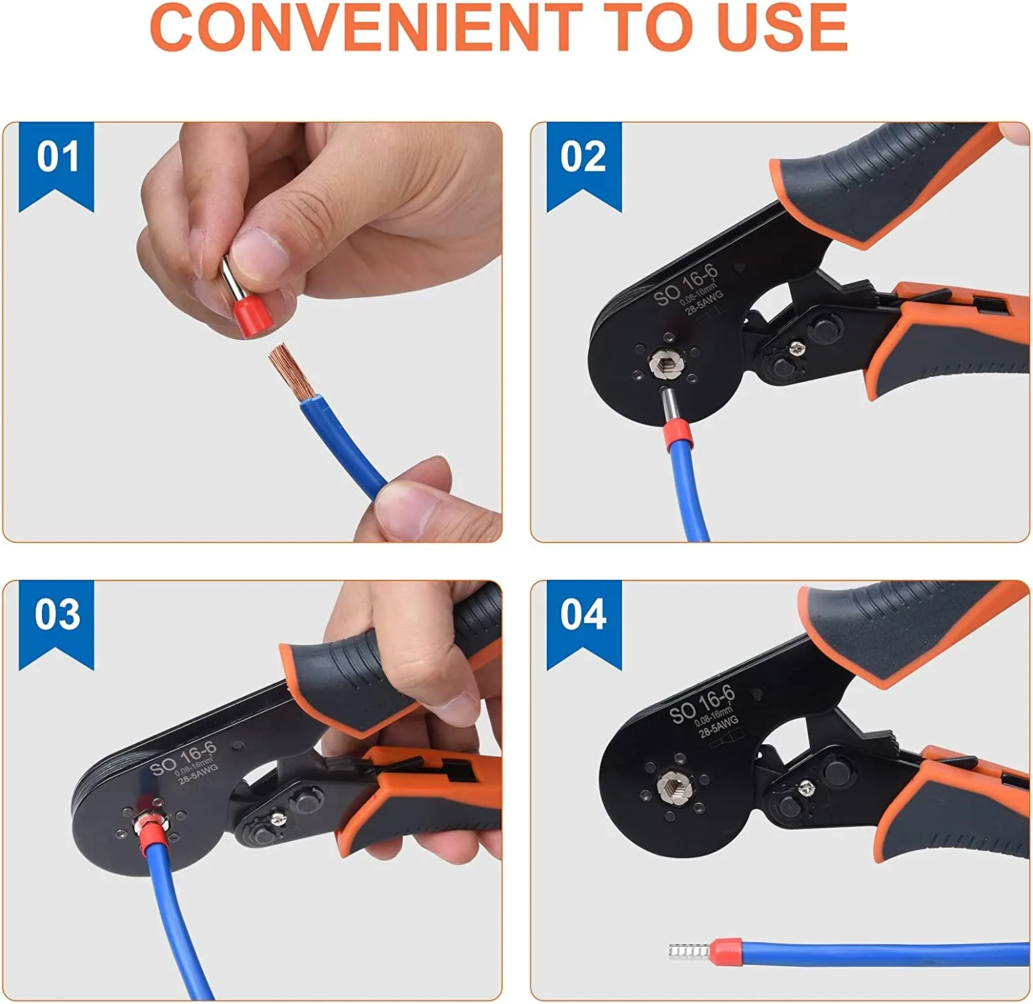 Ferrule Crimping Tool Wire Crimping Pliers AWG 28 5 0.08 16mm Self Adjustable Ratchet Crimper for Terminals Cables End sleeves AliExpress