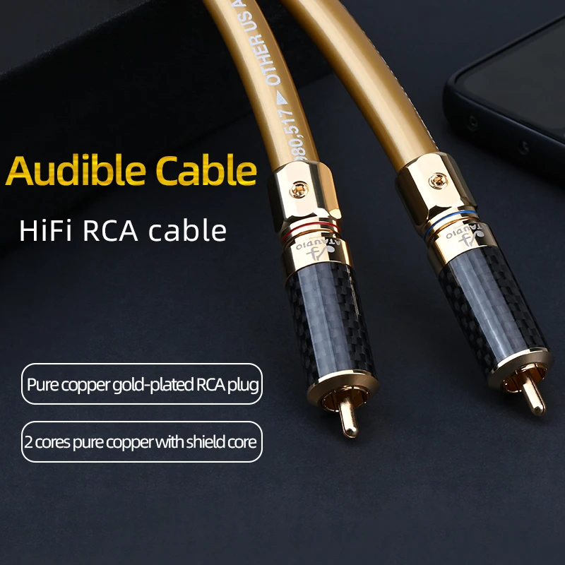 ATAUDIO 1 Pair RCA Audio Cable High Purity OFC Core 2RCA Male Cable ...