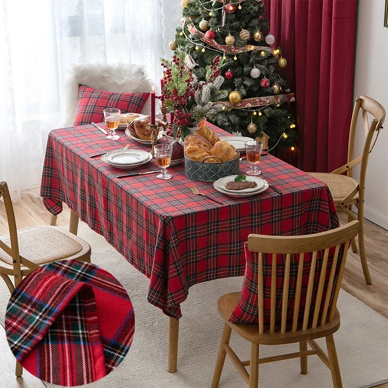 Red-Simple-tablecloth-Christmas-Party-Red-Green-Grid-Table-Mat-Hotel ...